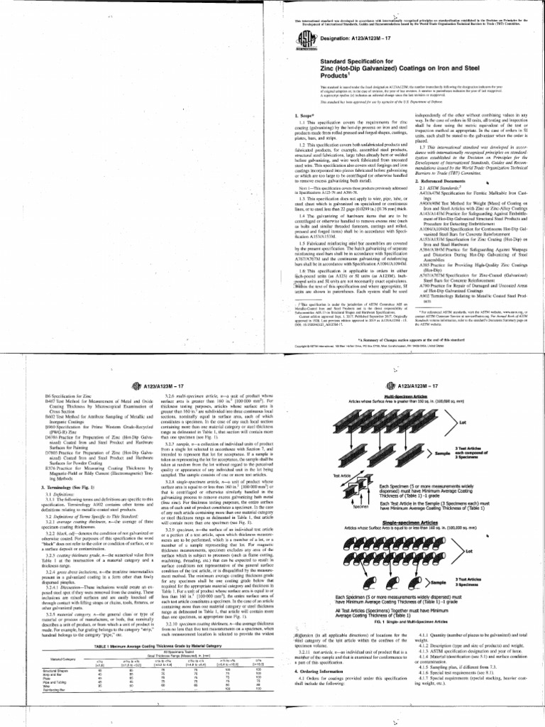 Astm A 123-2017 | PDF
