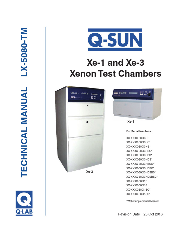 Q-SUN Xe-1 and Xe-3 Manual | PDF | Ultraviolet | Water Purification