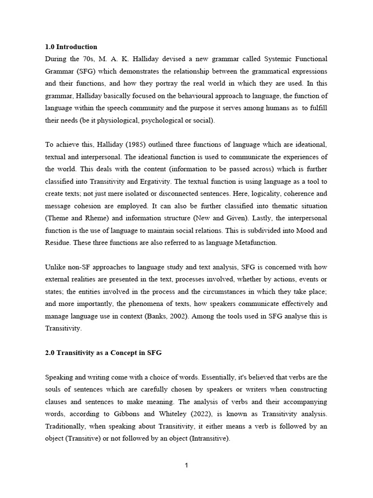 Transitivity Work edited | PDF | Mind | Linguistics