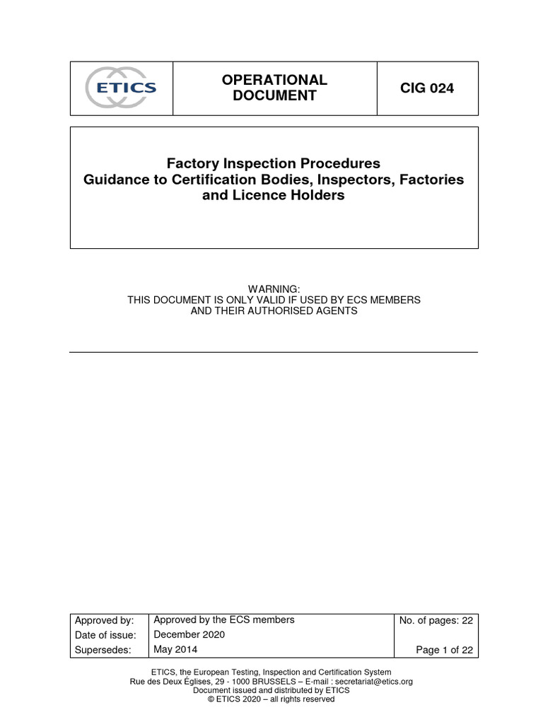 Factory Inspection Procedures Guide | PDF