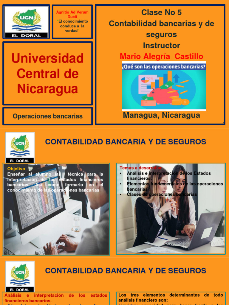 Clase No 5 Contabilidad Bancaria y de Seguros PDF | PDF | Bancos | Contabilidad