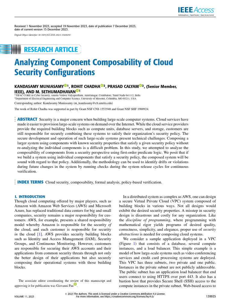 Analyzing Component Composability Of Cloud Security Configurations