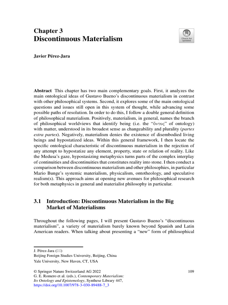 Discontinuous Materialism | PDF | Materialism | Existence