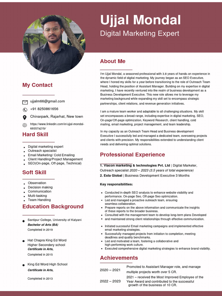 Ujjal Mondal CV 1 | PDF | Digital Marketing | Search Engine Optimization