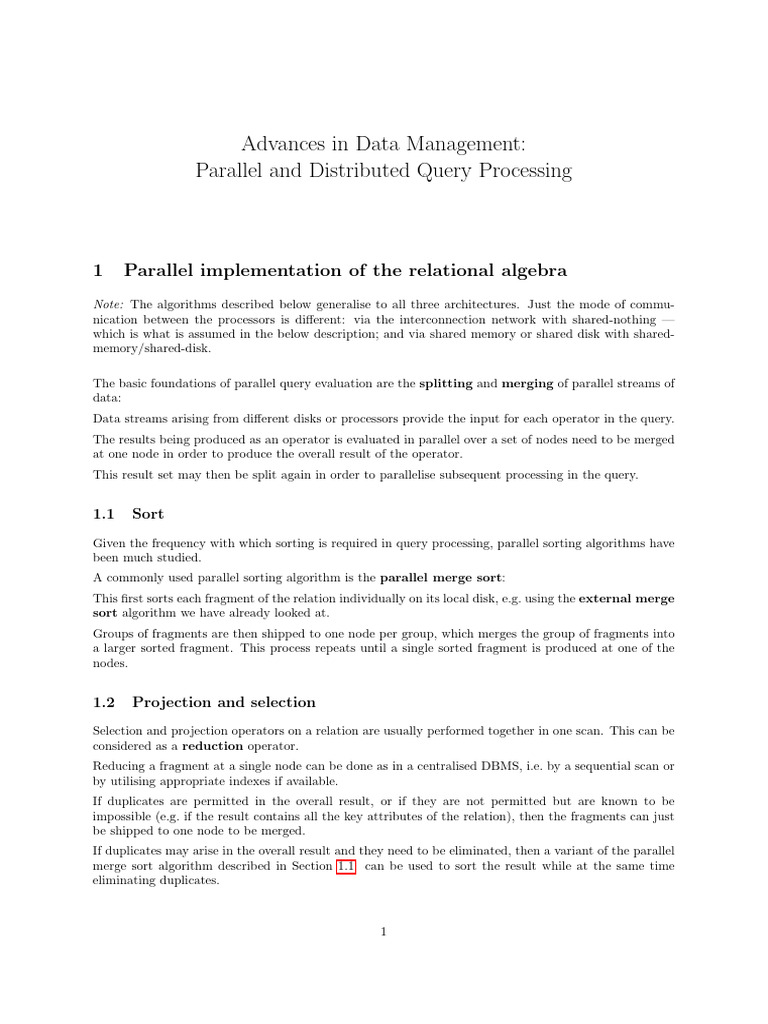 para-distr-query-processing-notes | PDF | Parallel Computing | Databases