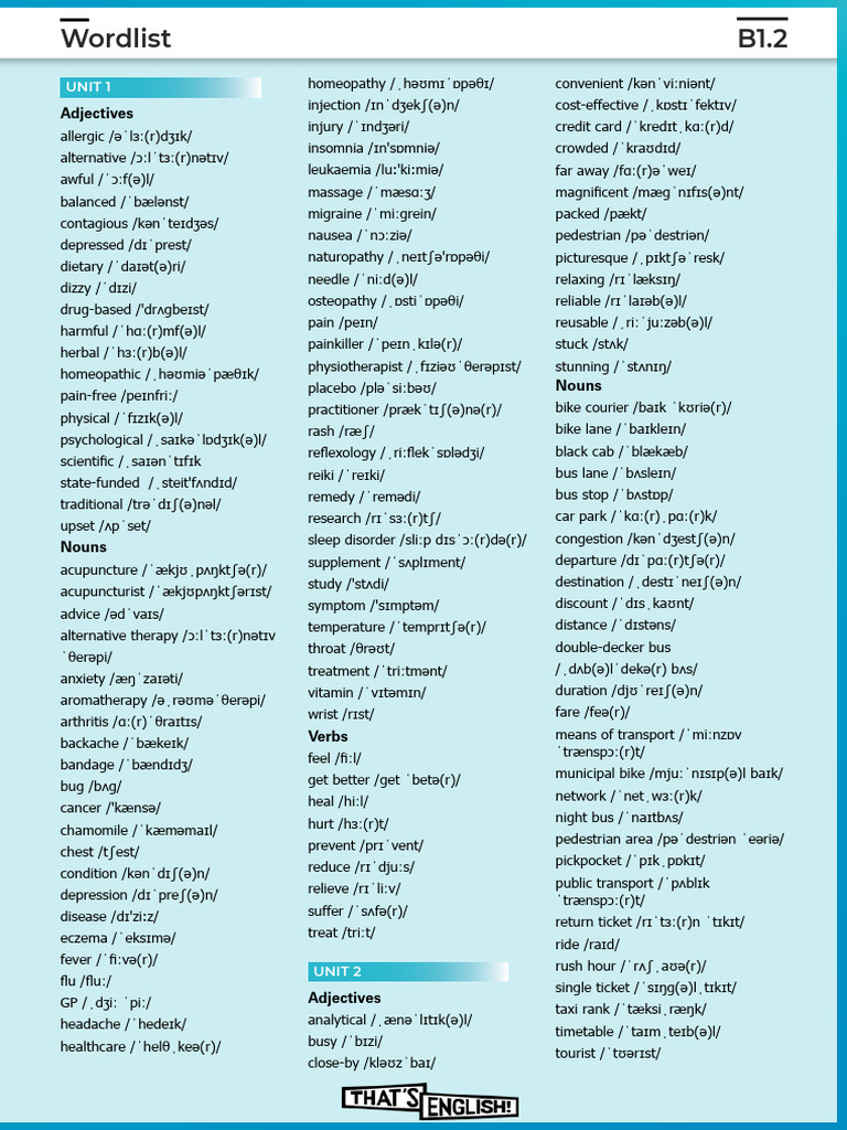 B1.2 Wordlist X Temas | PDF