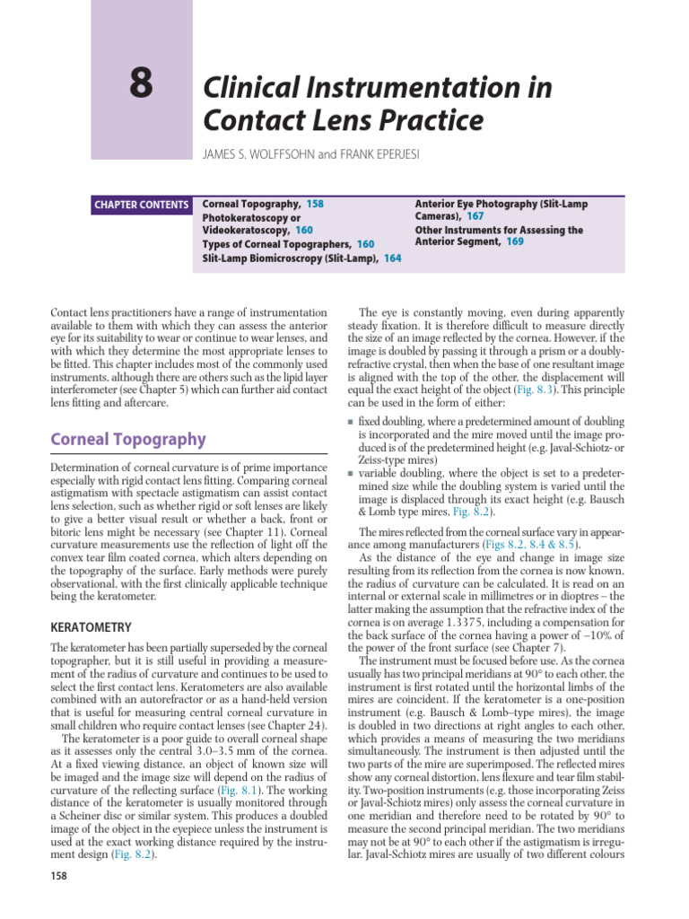Clinical Instrumentation in Contact Lens Practice | Download Free PDF ...