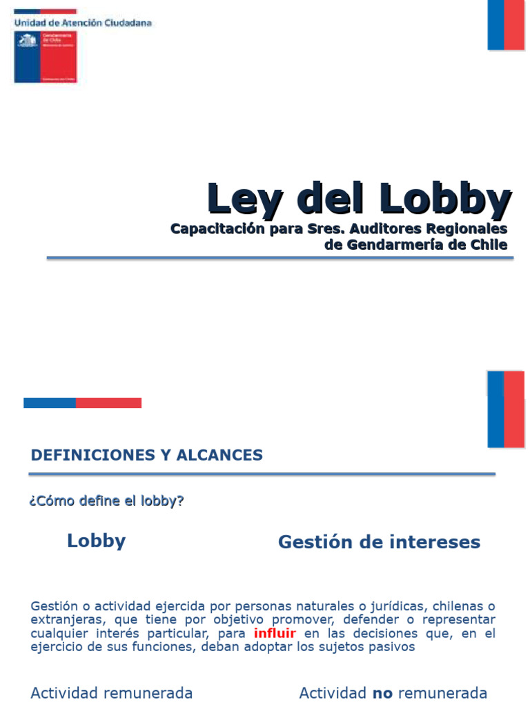 Exposición Ley Del Lobby | PDF | Grupo de defensores | Gobierno