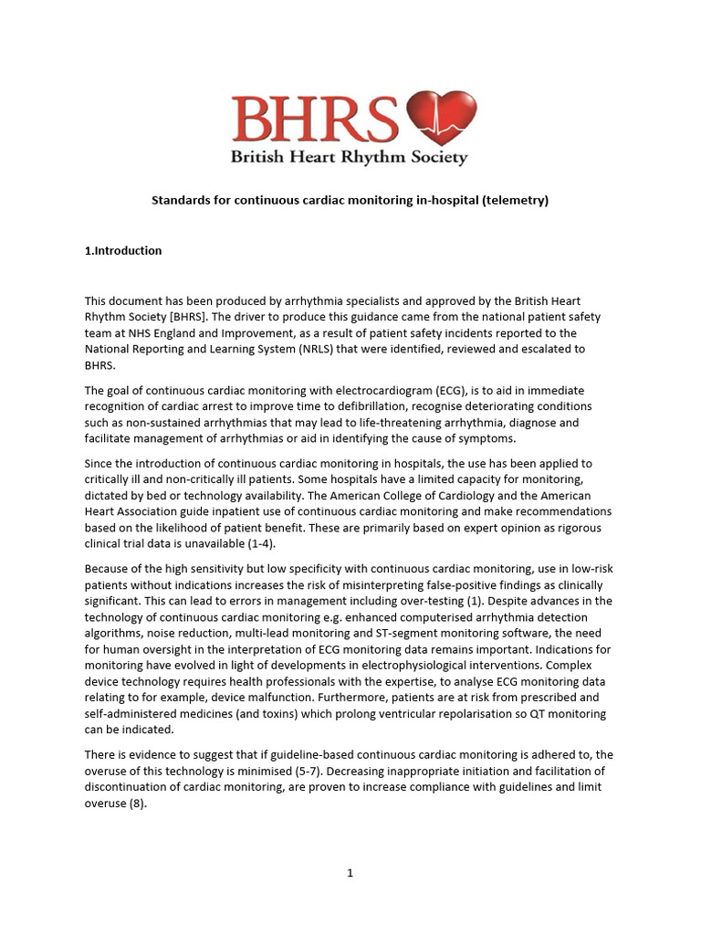BHRS Cardiac Monitoring | PDF | Monitoring (Medicine) | Heart