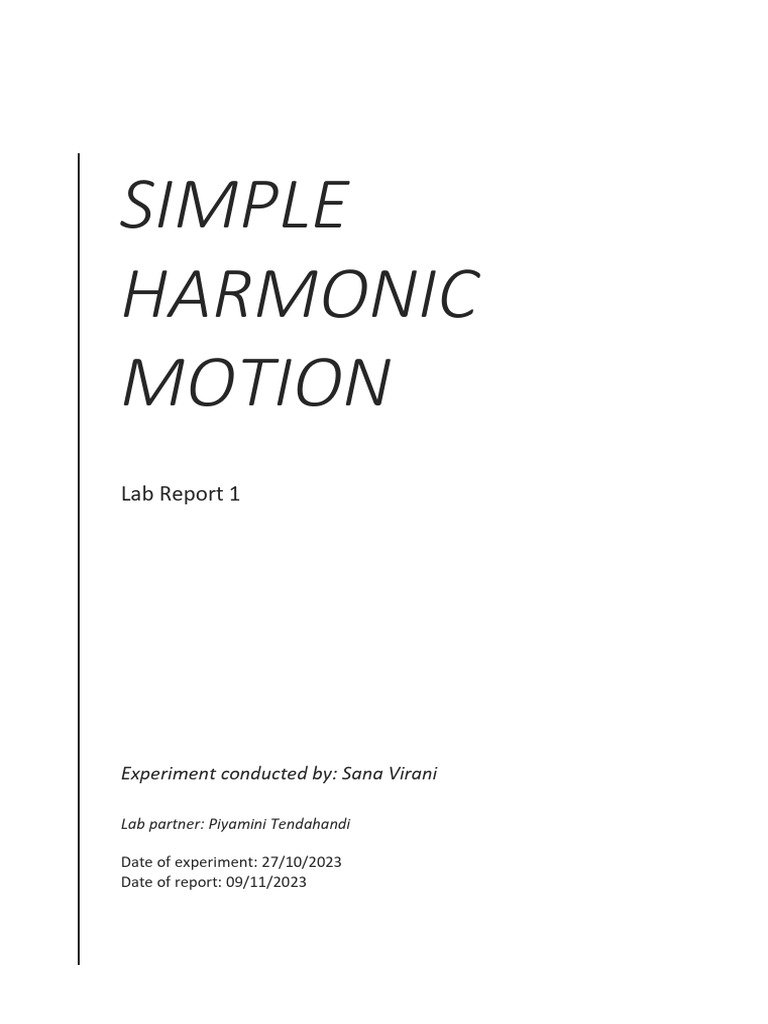 Lab Report 1 Pdf Pendulum Observational Error