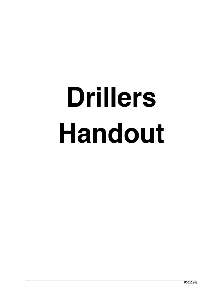 Drillers Handout Manual S | PDF | Screw | Pump
