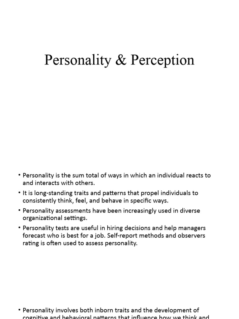 Personality and Perception | PDF | Extraversion And Introversion | Personality Disorder