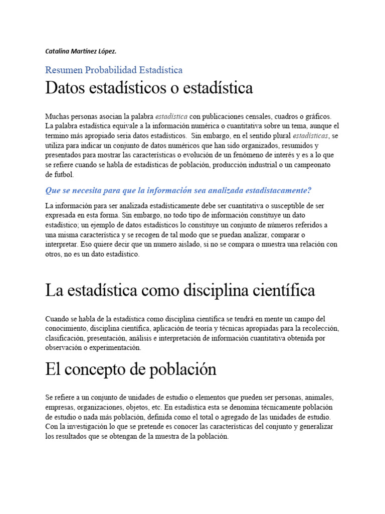 Datos Estadísticos o Estadística | PDF | Estadísticas | Muestreo ...