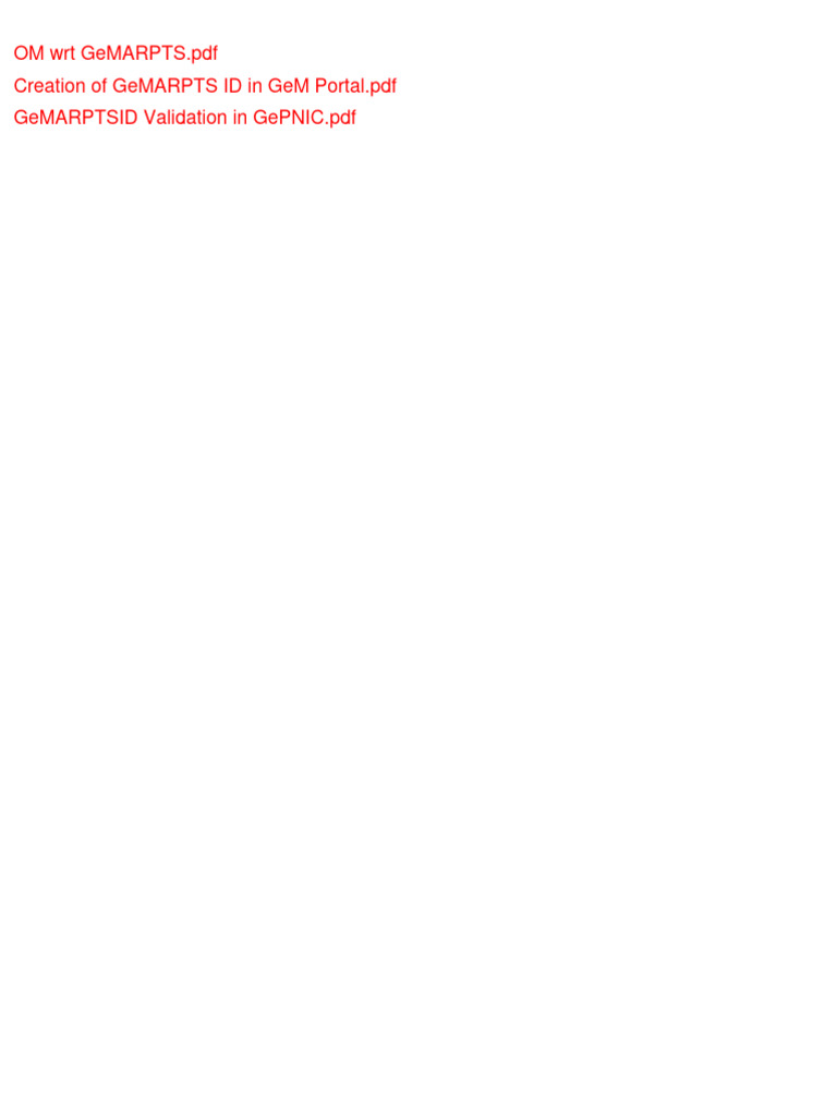 OM 3 GeMARPTS, Creation of GEMARPTS ID in GeM Portal and Validation ...