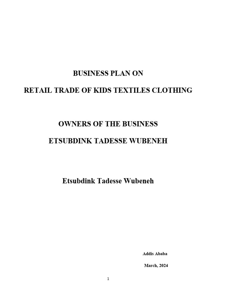 Kids Clothing Retail Business Plan | PDF | Equity (Finance) | Pricing