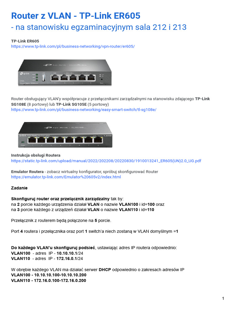 Router Tp-Link Er605 Z Vlan | PDF