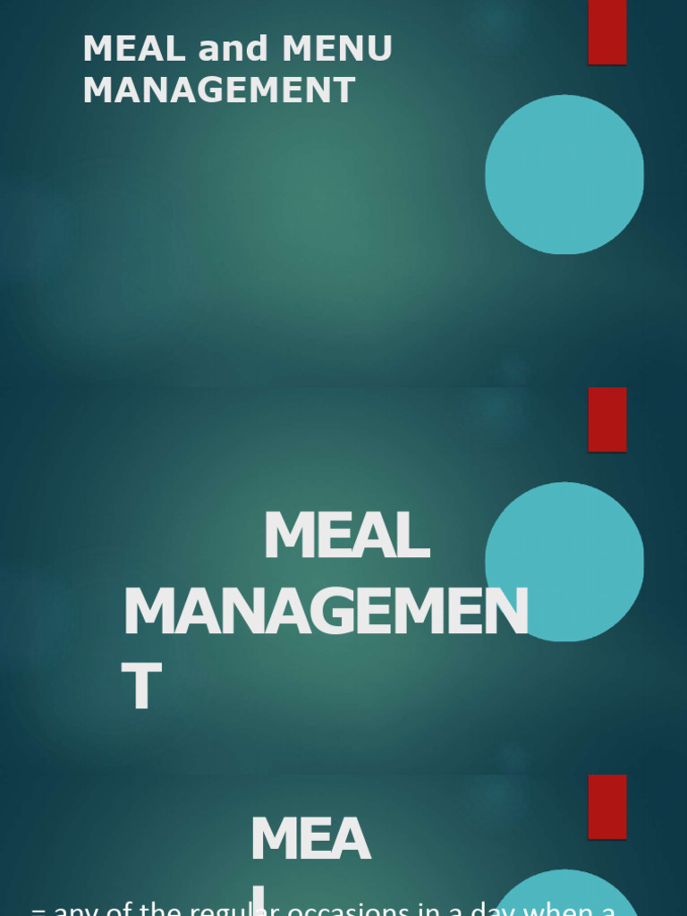 Meal and Menu Management | Download Free PDF | Menu | Meal