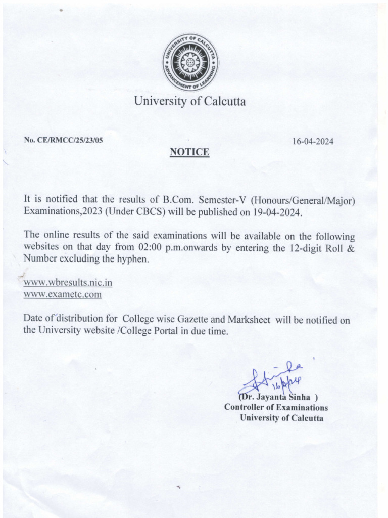 Notice B.com Sem V 2023 | PDF