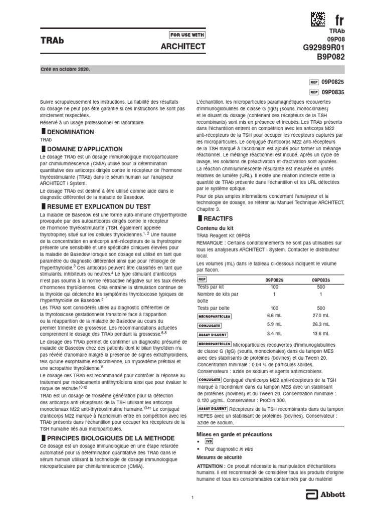 Dosage TRAb : Diagnostic de Basedow | PDF | Hyperthyroïdie | Anticorps