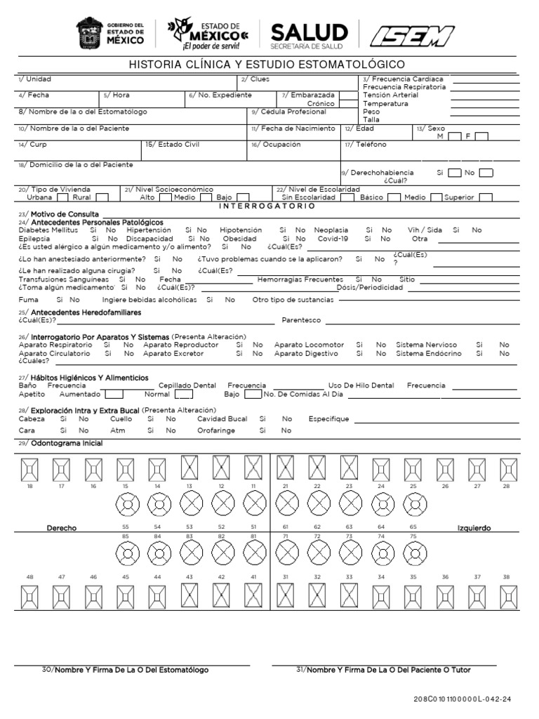 Historia Clinica Dental 2024 | PDF | Medicina CLINICA | Especialidades Medicas