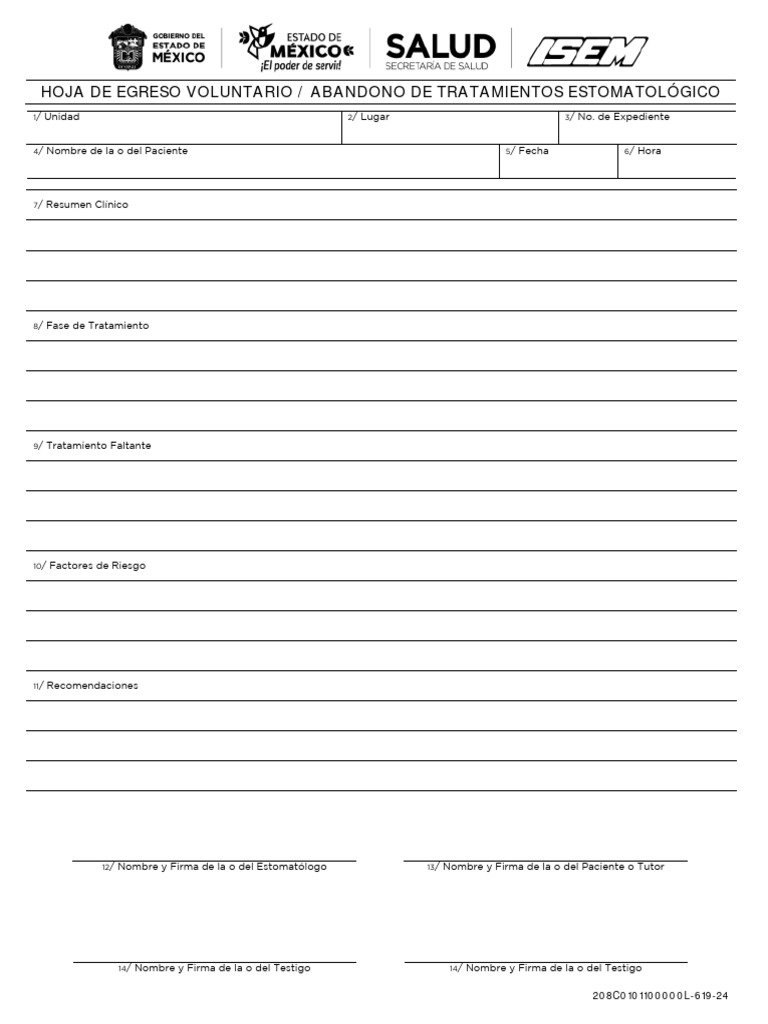 Hoja de Egreso Voluntario 2024 | Descargar gratis PDF | Terapia ...