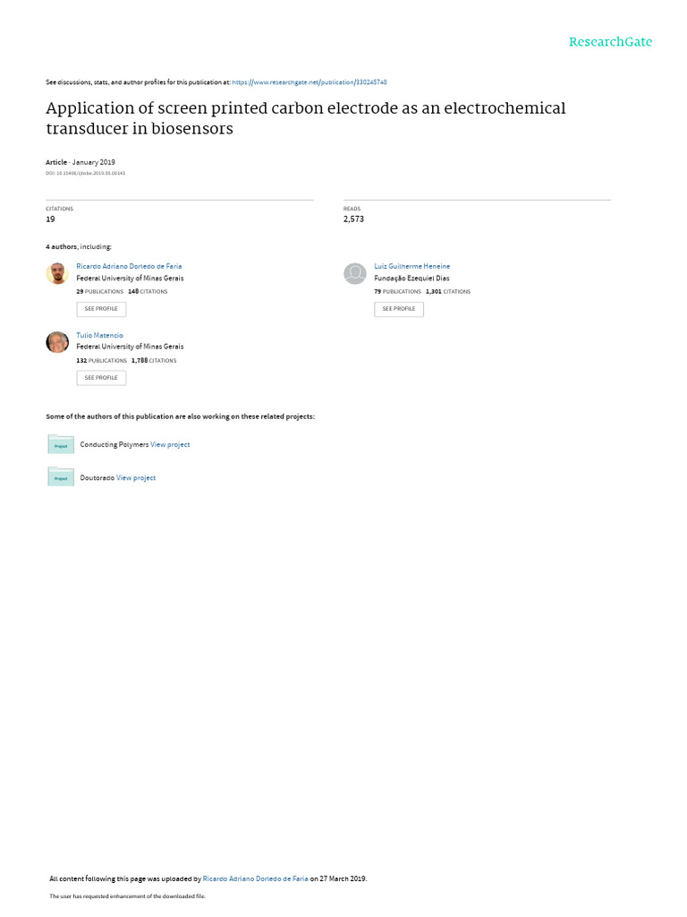 Application of Screen Printed Carbon Electrode As An Electrochemical ...