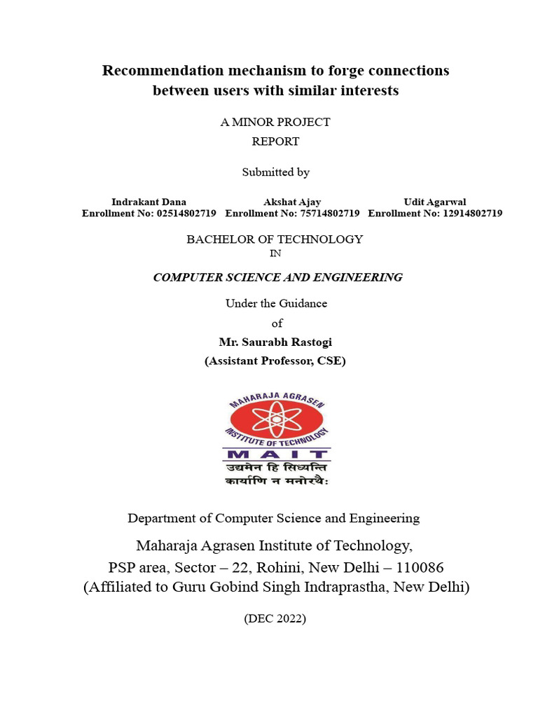 Minor Report | PDF | Cluster Analysis | Python (Programming Language)