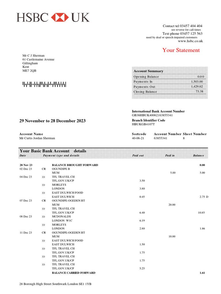 2023-12-28_Statement | PDF | Overdraft | Transaction Account