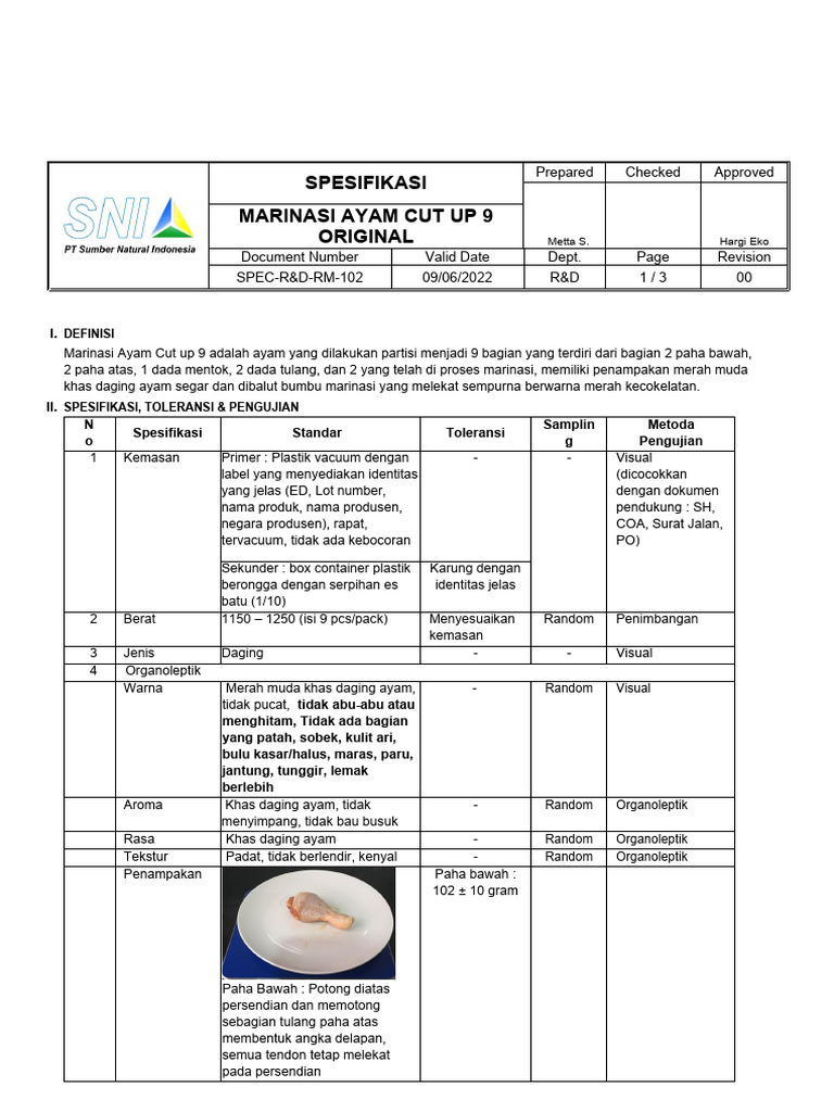 102 Marinasi Original Ayam Cut Up 9 | PDF