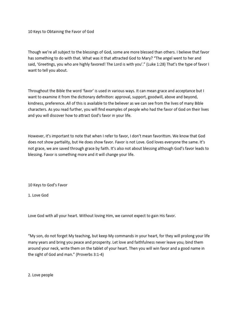 10 Keys To Obtaining Gods Favor | PDF | Ruth (Biblical Figure) | Humility