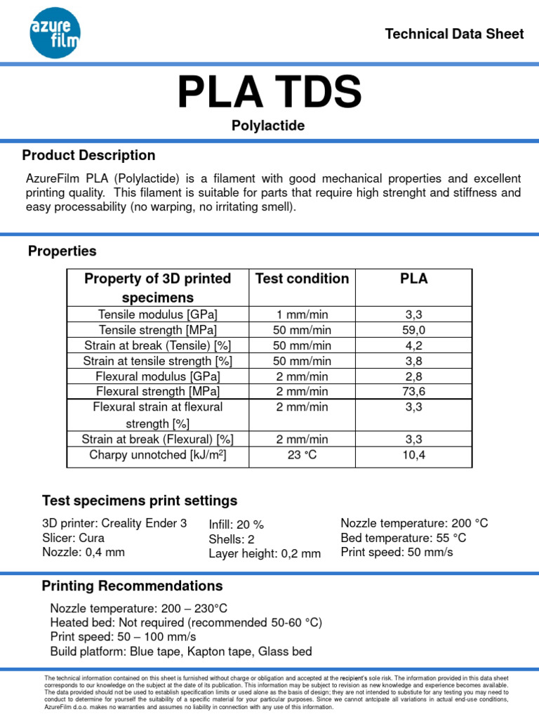 PLA_TDS | PDF | Applied And Interdisciplinary Physics | Building ...
