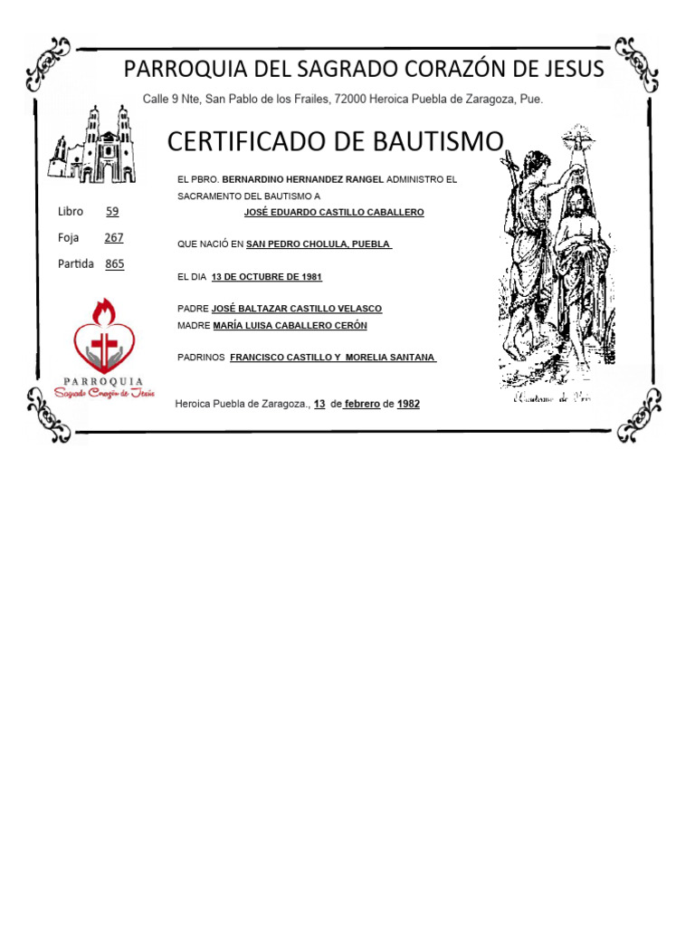 Boleta de Bautismo | PDF