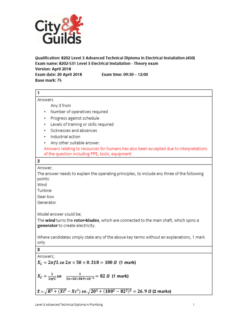 Level 3 Electrical Installation Exam | PDF | Personal Protective ...