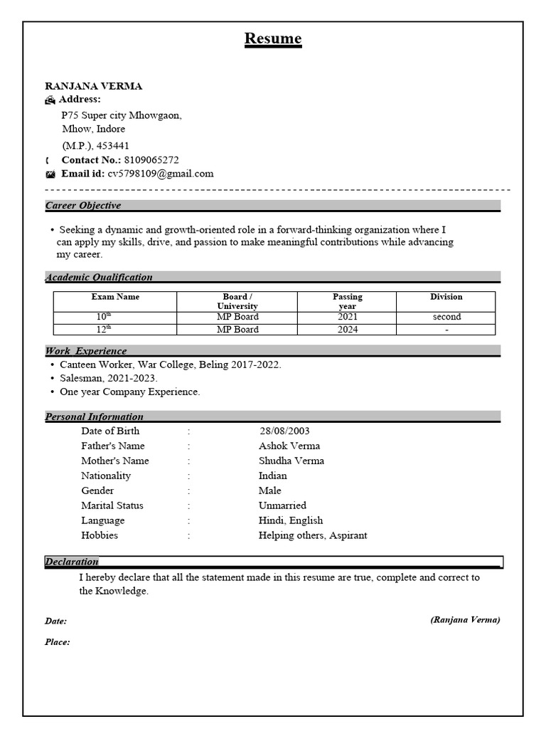 Ranjana Verma's Professional Resume | PDF