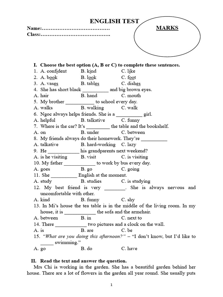 ENGLISH TEST | PDF