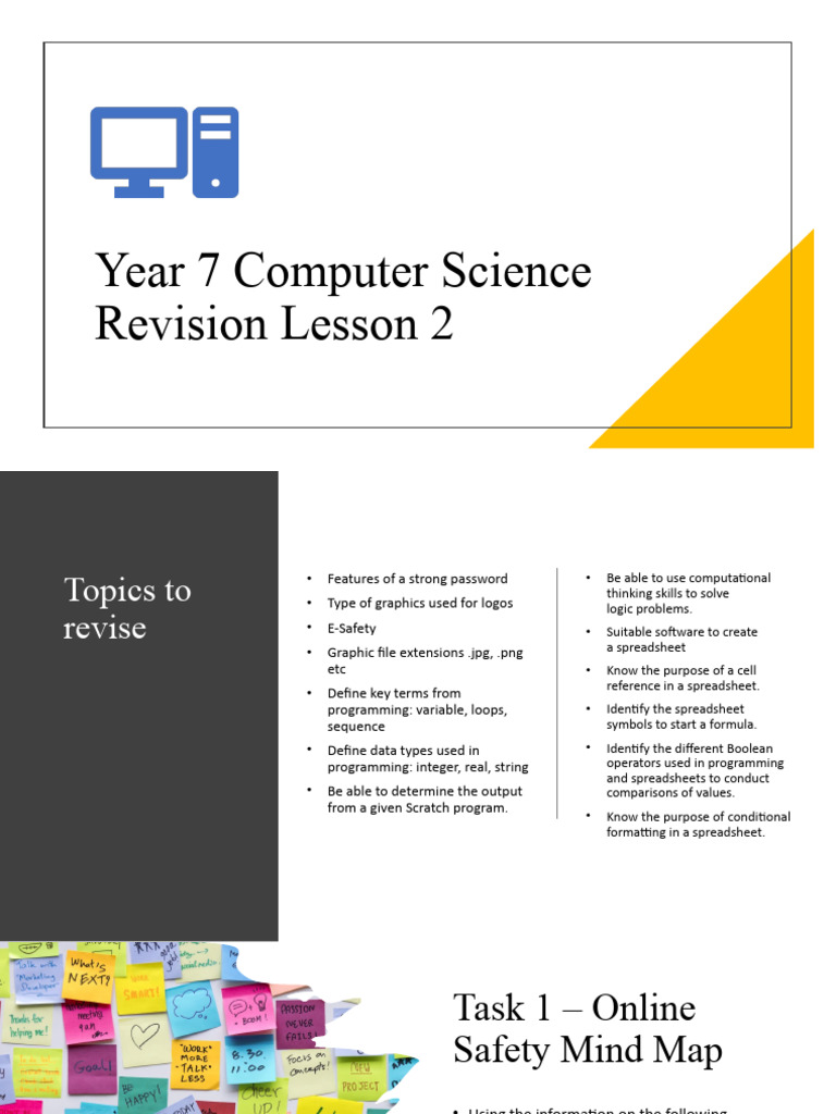 Year 7 Computer Science Revision Lesson 2 | PDF | Spreadsheet ...
