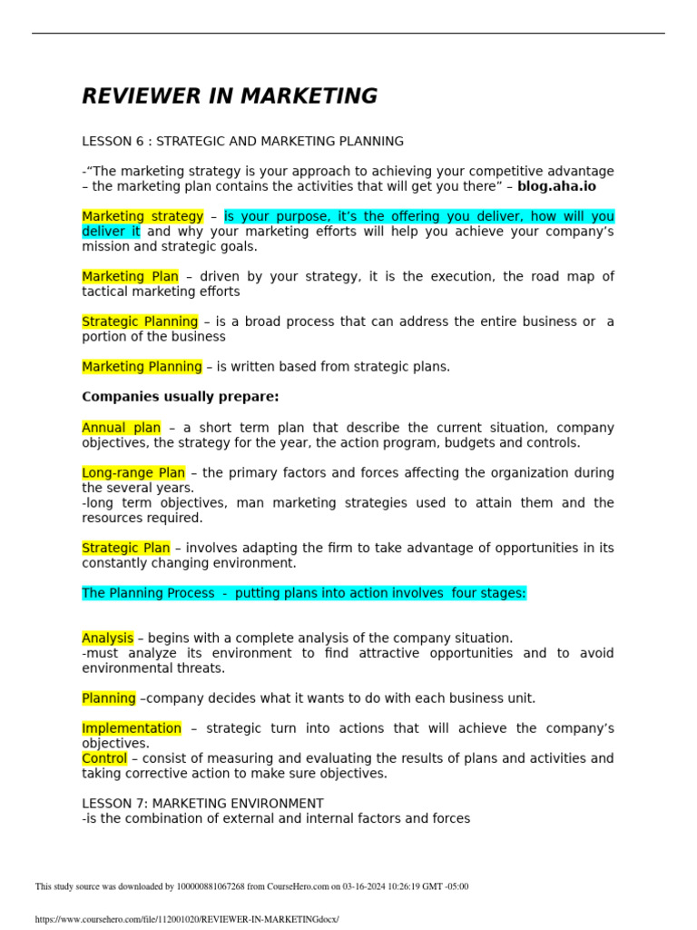 Reviewer in Marketing | PDF | Marketing | Marketing Strategy