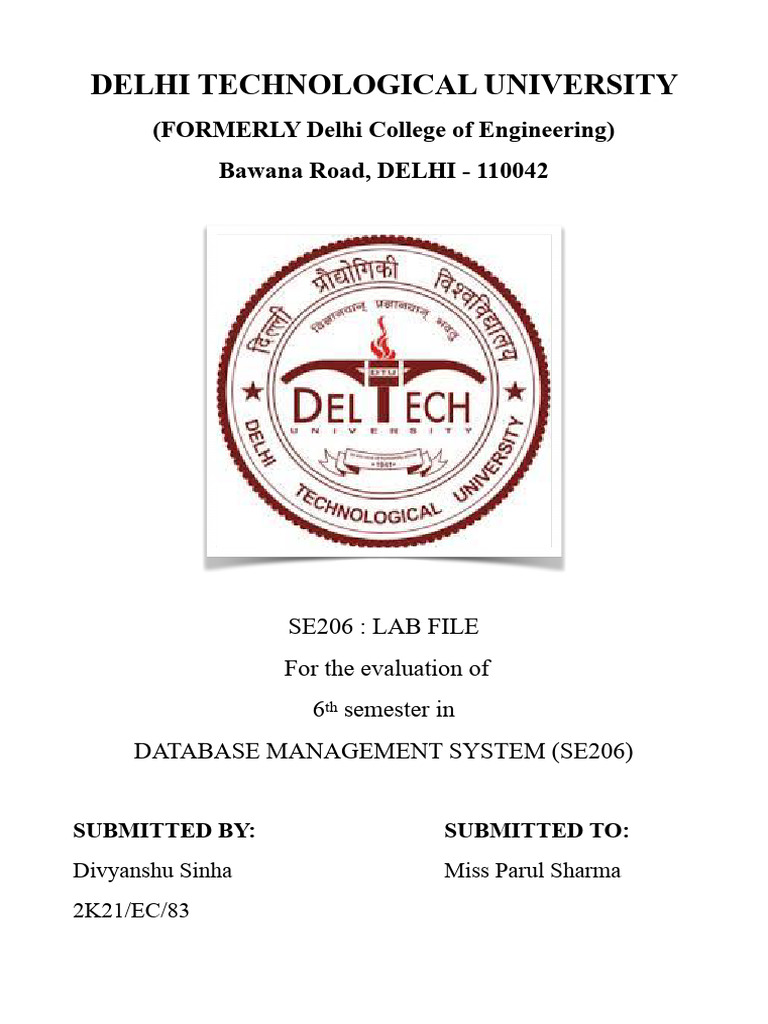 DBMS lab file | PDF | Relational Database | Databases