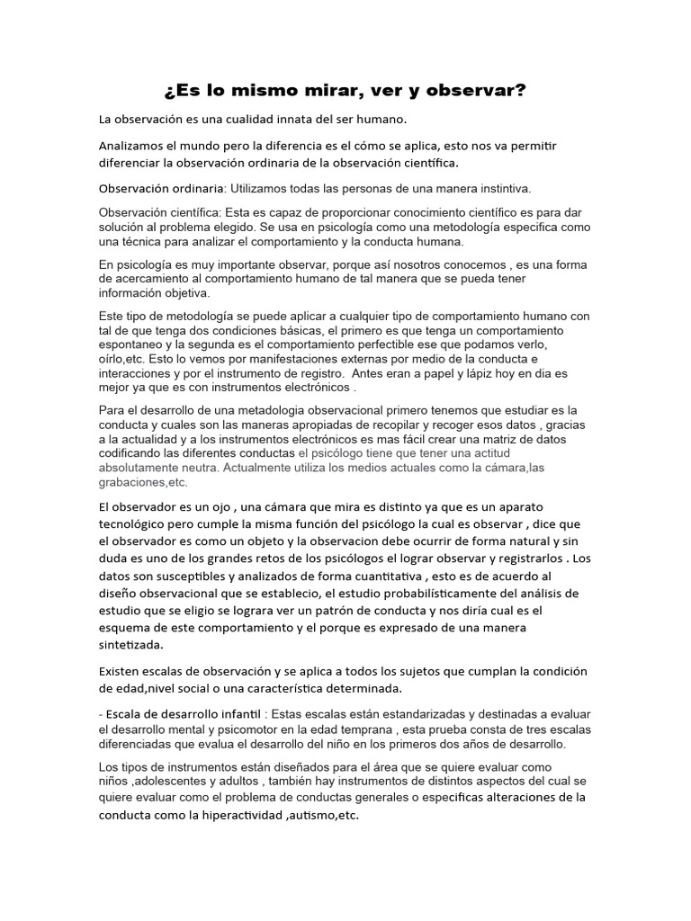 Ver Mirar Observar | PDF | Observación | Sicología
