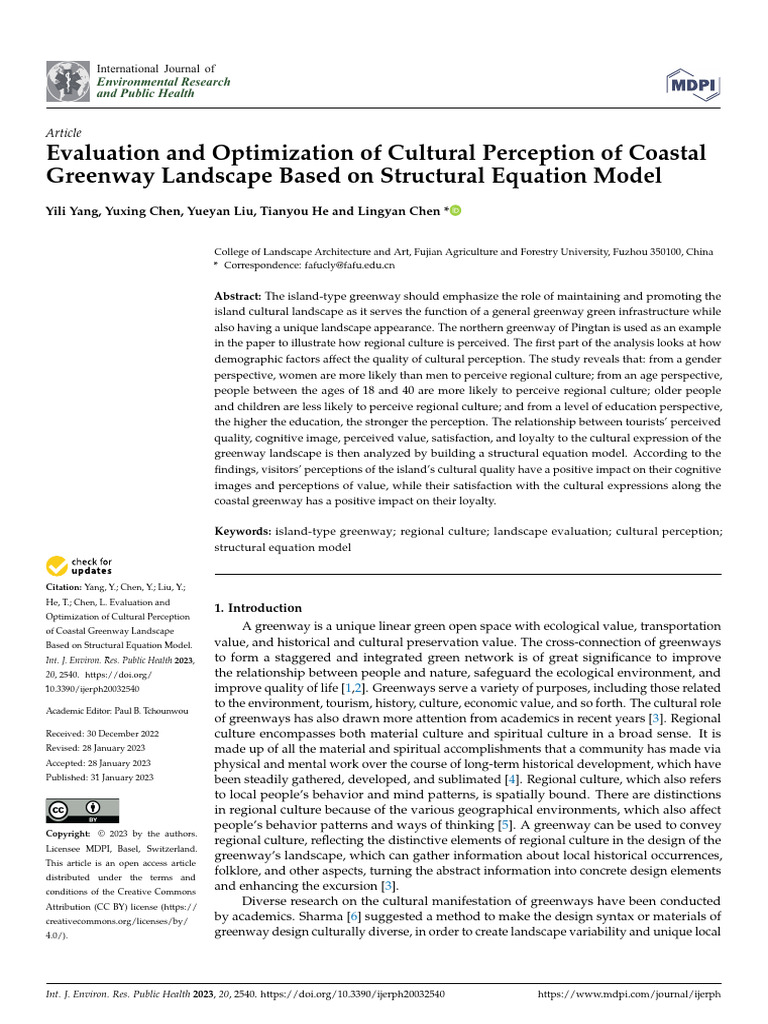 Evaluation and Optimization of Cultural Perception of Coastal Greenway ...