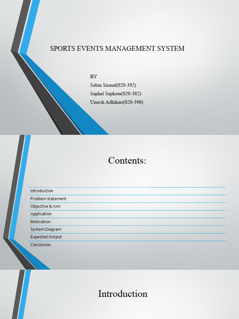 Sports Events Management System | PDF | Databases | Web Application