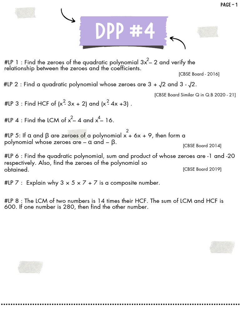 DPP - 4 | PDF | Teaching Methods & Materials