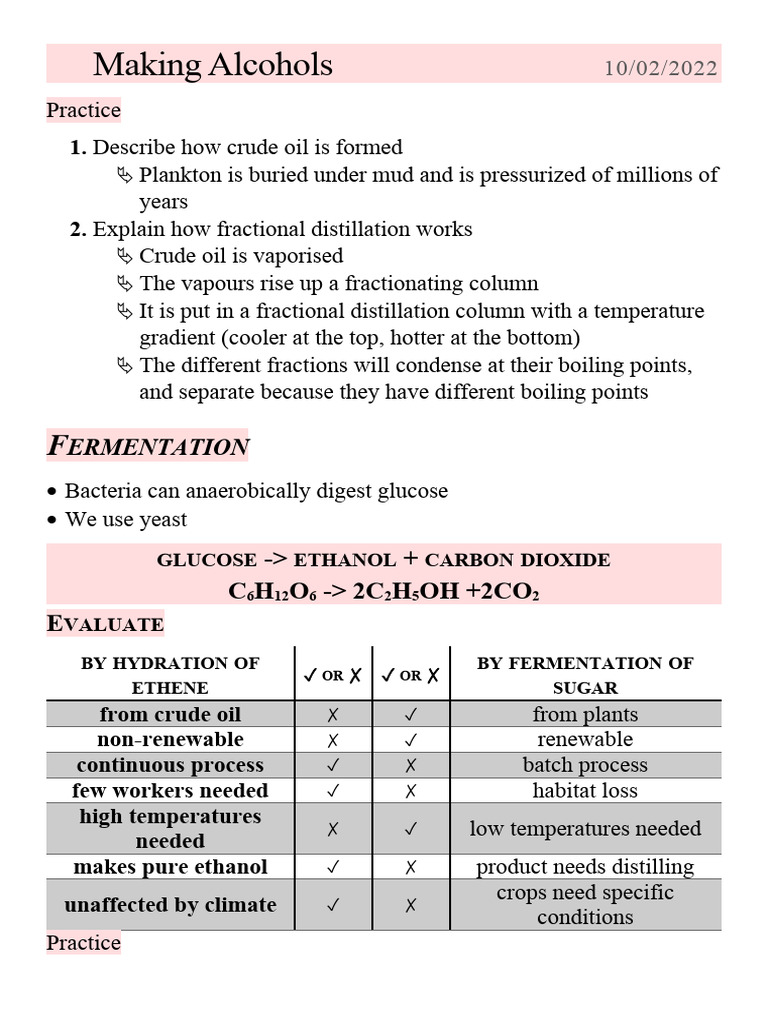 Chemistry of Alcohols & Acids | PDF | Acid | Ethanol