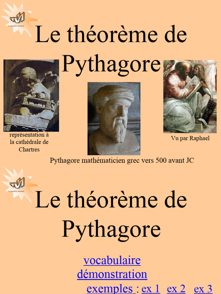 Théorème de Pythagore : Explications et Exemples | PDF | Triangle ...