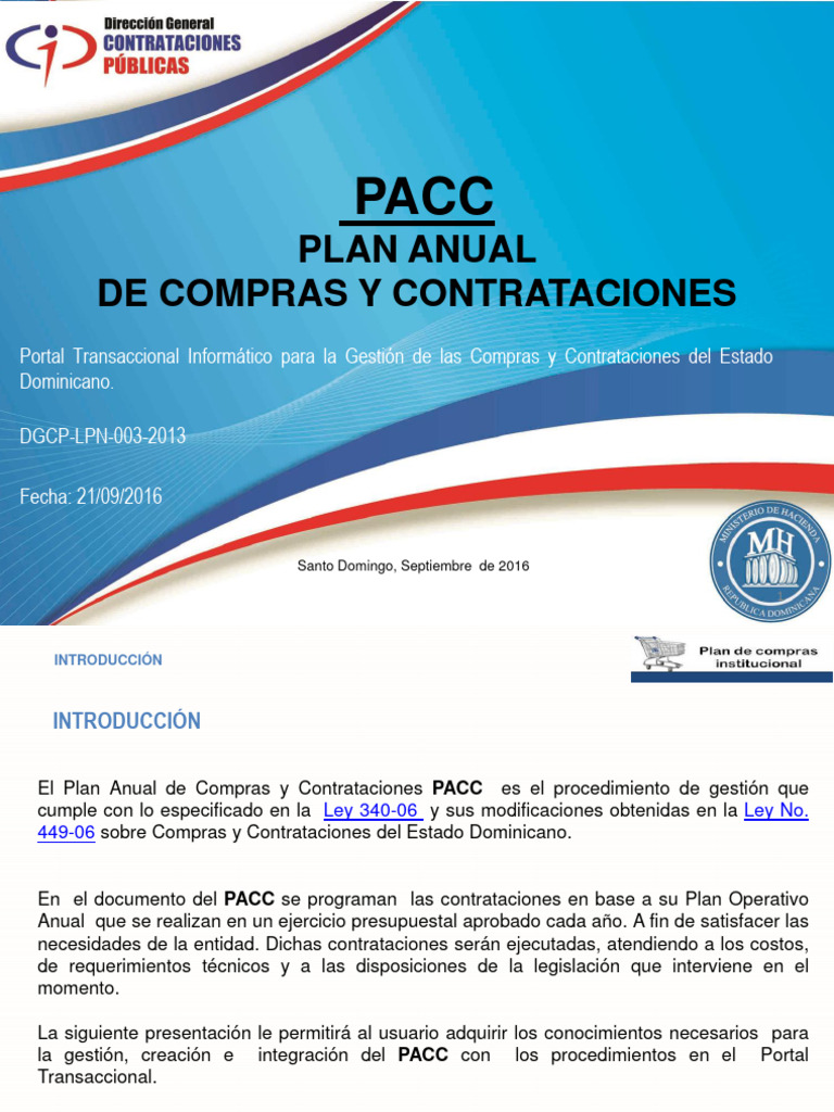 DGCP-PPT-Plan Anual de Compras - PACC F1B2-E4GC v01.02 | PDF | Informática