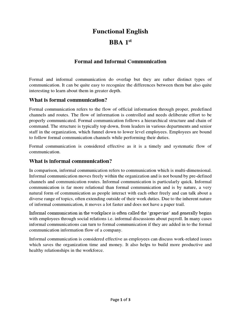Formal and Informal Communications | PDF | Communication | Information