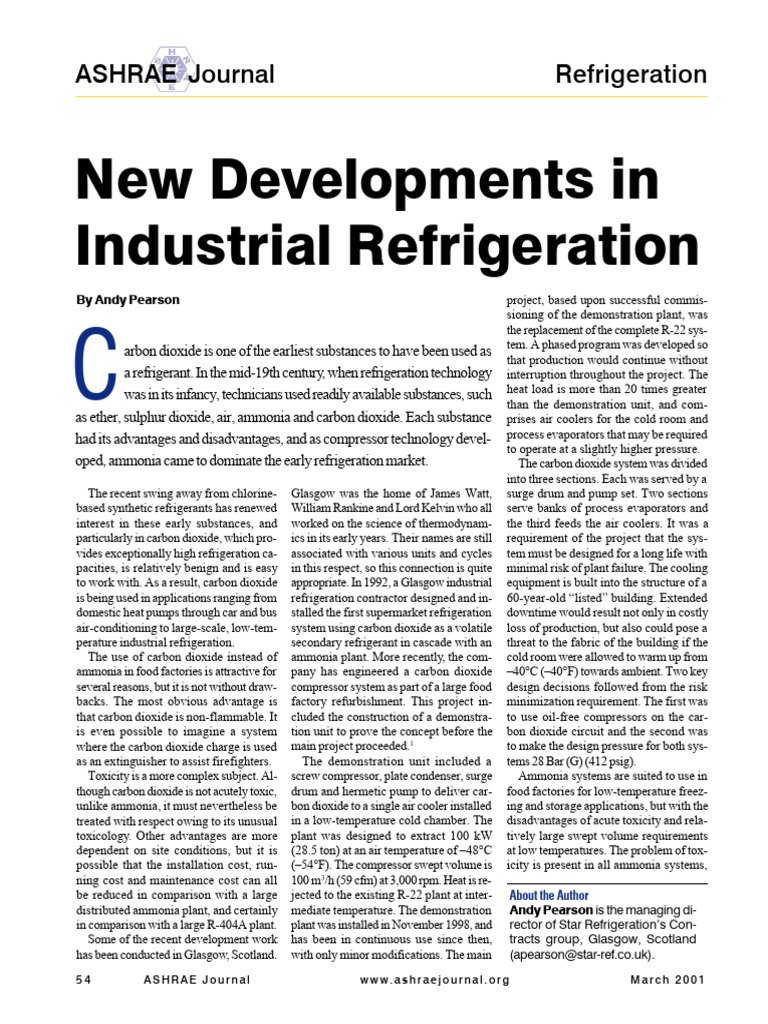Advances in Carbon Dioxide Refrigeration | PDF | Refrigeration | Carbon ...