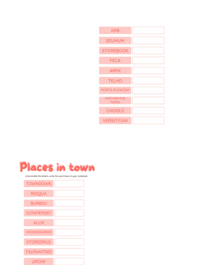 Places in Town | PDF