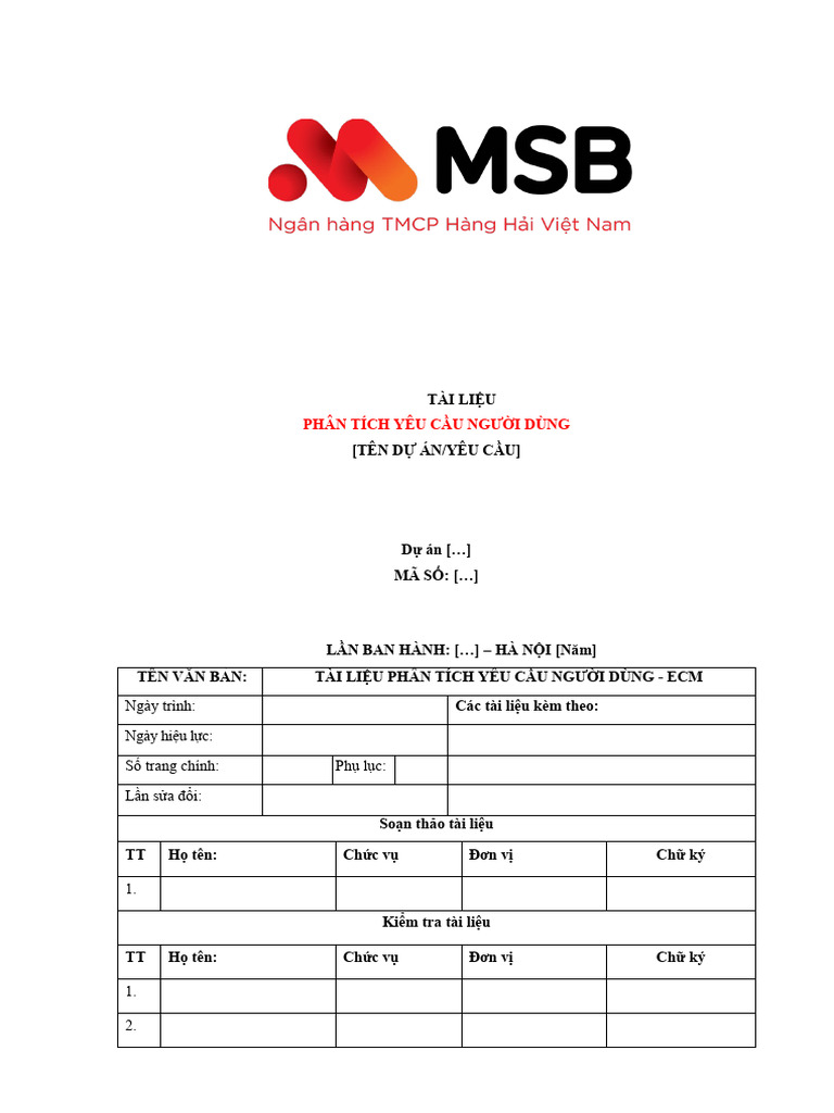(MSB ECM) TaiLieuPhanTichYeuCauNSD PhiTinDung | PDF
