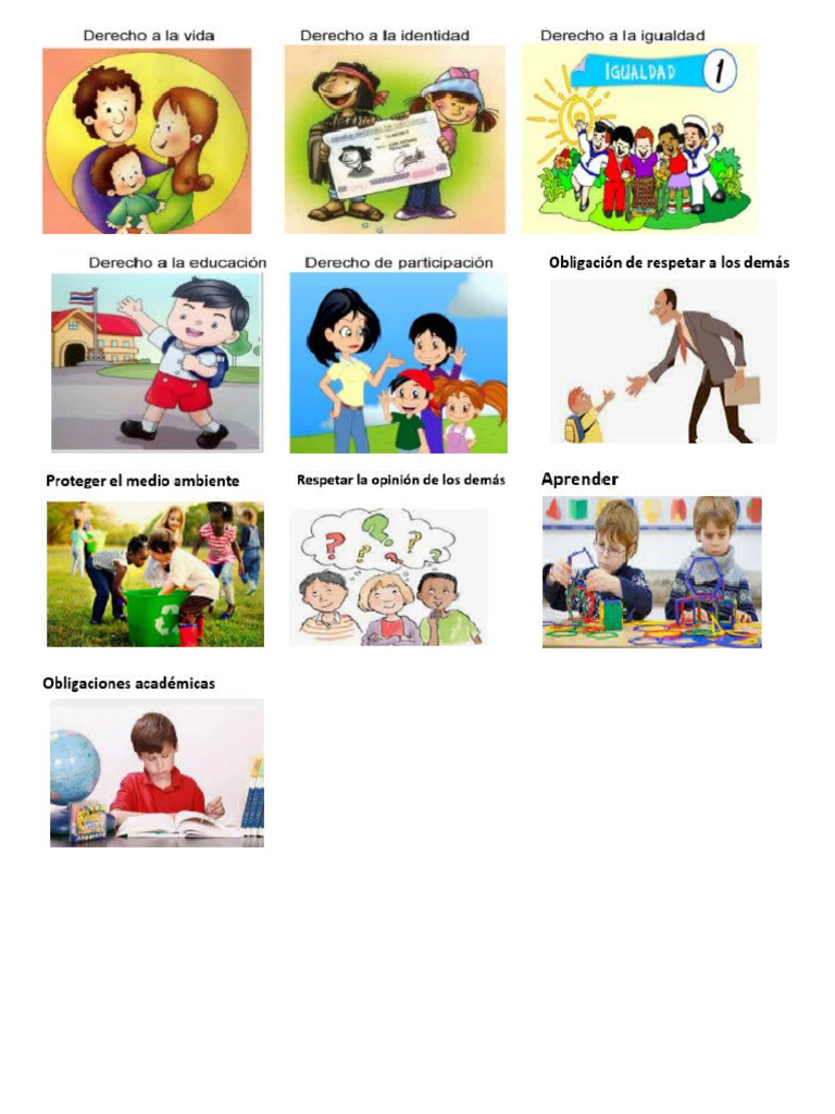5 Derecho y 5 Obligaciones de Los Niños Imagenes | PDF